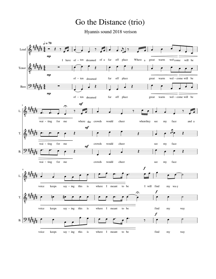 Go The Distance – Alan Menken Sheet Music for Piano (A Capella ...