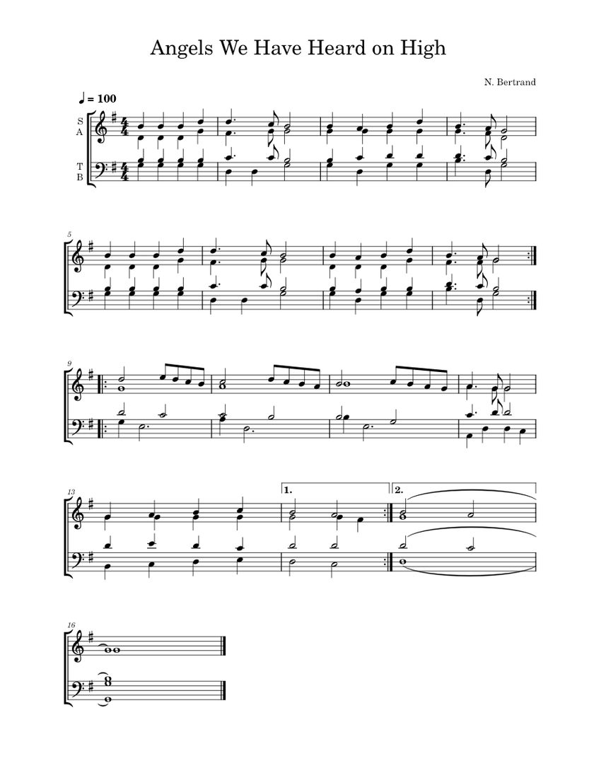 Angels we have heard on high SATB Sheet Music for Female, Male (Choral ...