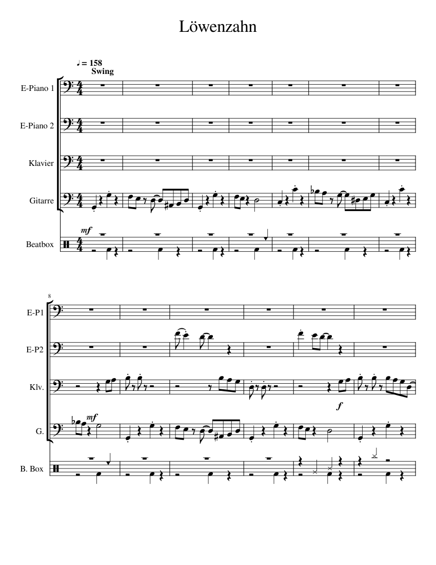 Loewenzahn Sheet music for Piano, Bass voice, Baritone, Drum group ...