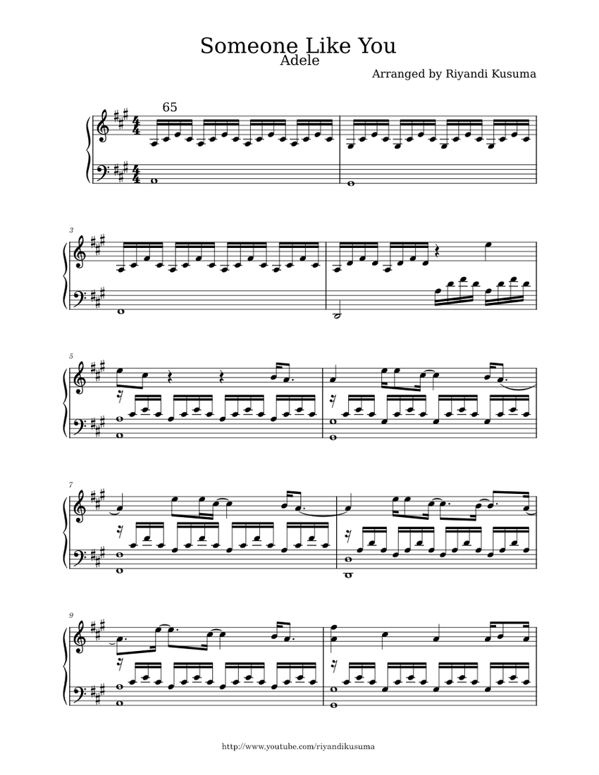 Someone Like You - Adele Sheet Music for Piano (Piano Four Hand ...