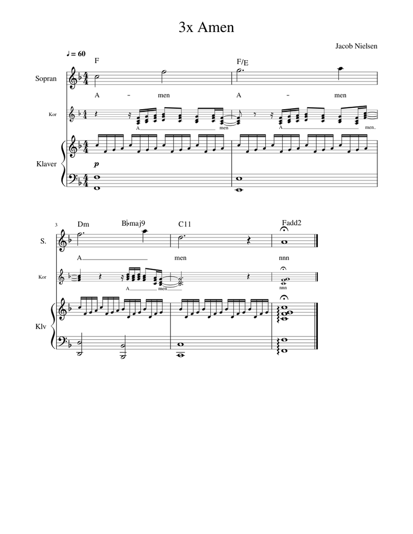 3x Amen Score Sheet music for Piano, Soprano (Mixed Trio) | Musescore.com