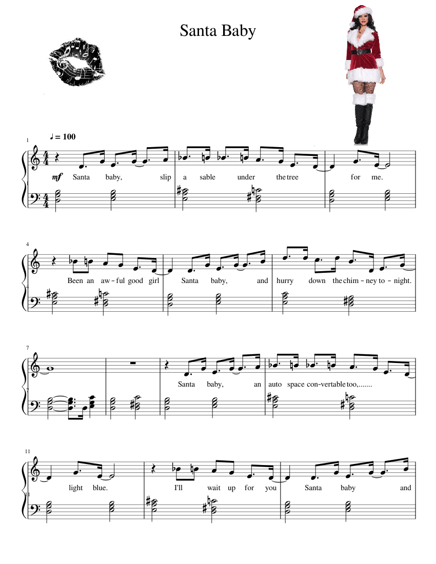 Santa Baby Sheet Music for Piano (Solo) Easy | MuseScore.com