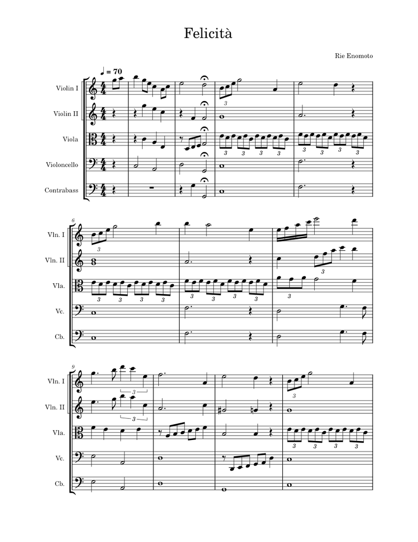 Felicità Sheet music for Contrabass, Violin, Viola, Cello (String ...