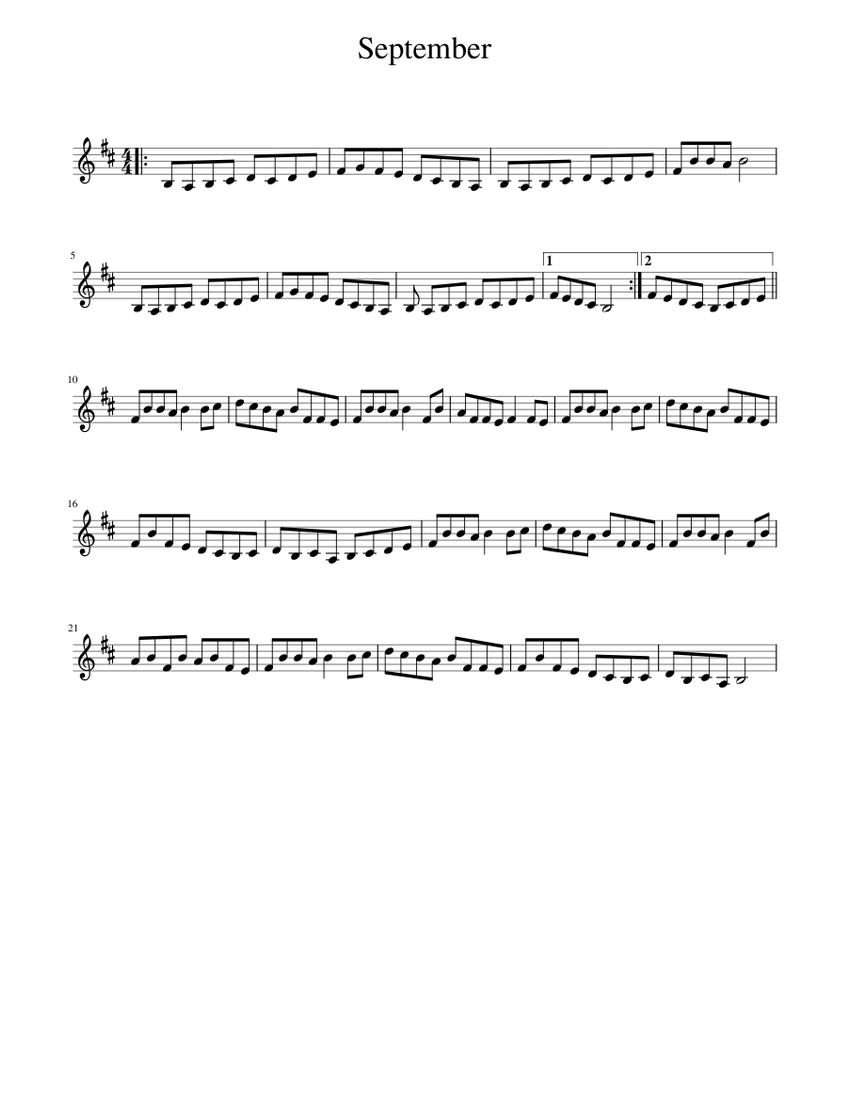 September Sheet music for Piano (Solo) Easy | Musescore.com