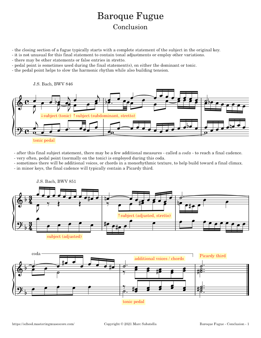 Baroque Fugue: Conclusion - piano tutorial