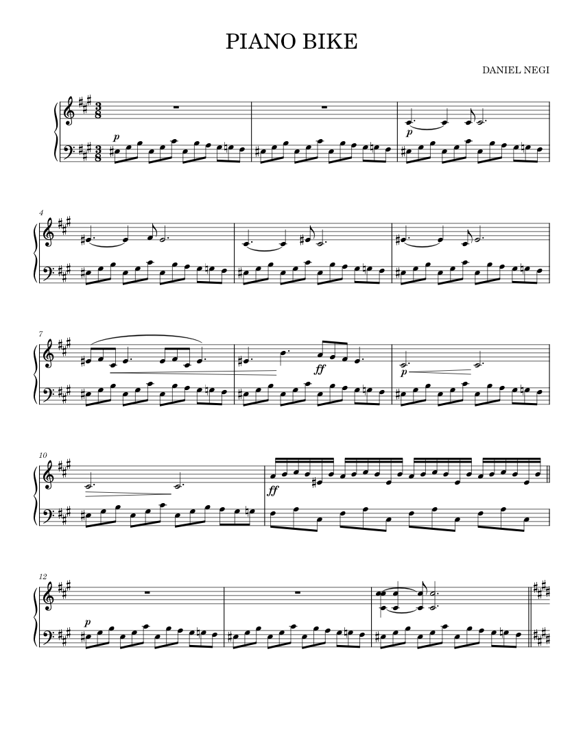 Piano Bike – Daniel Negui PIANO BIKE Sheet music for Piano (Solo ...