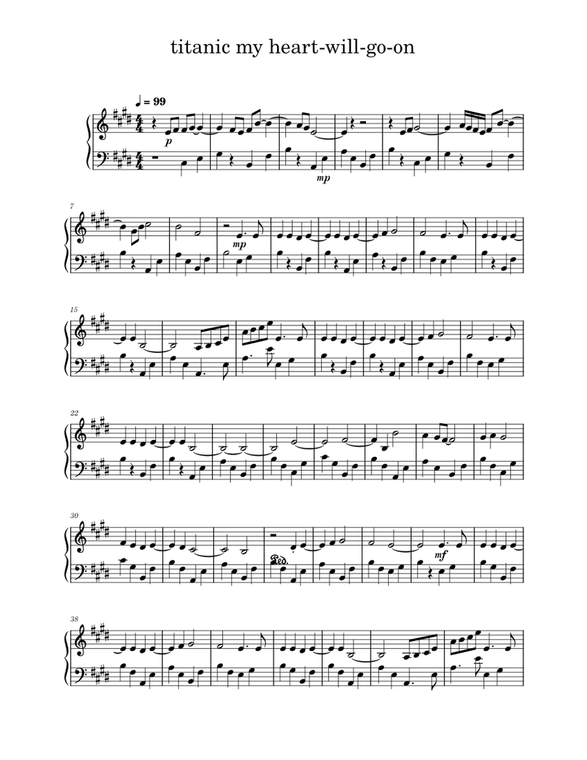 Theme Song from Titanic – Misc Traditional my-heart-will-go-on Sheet ...