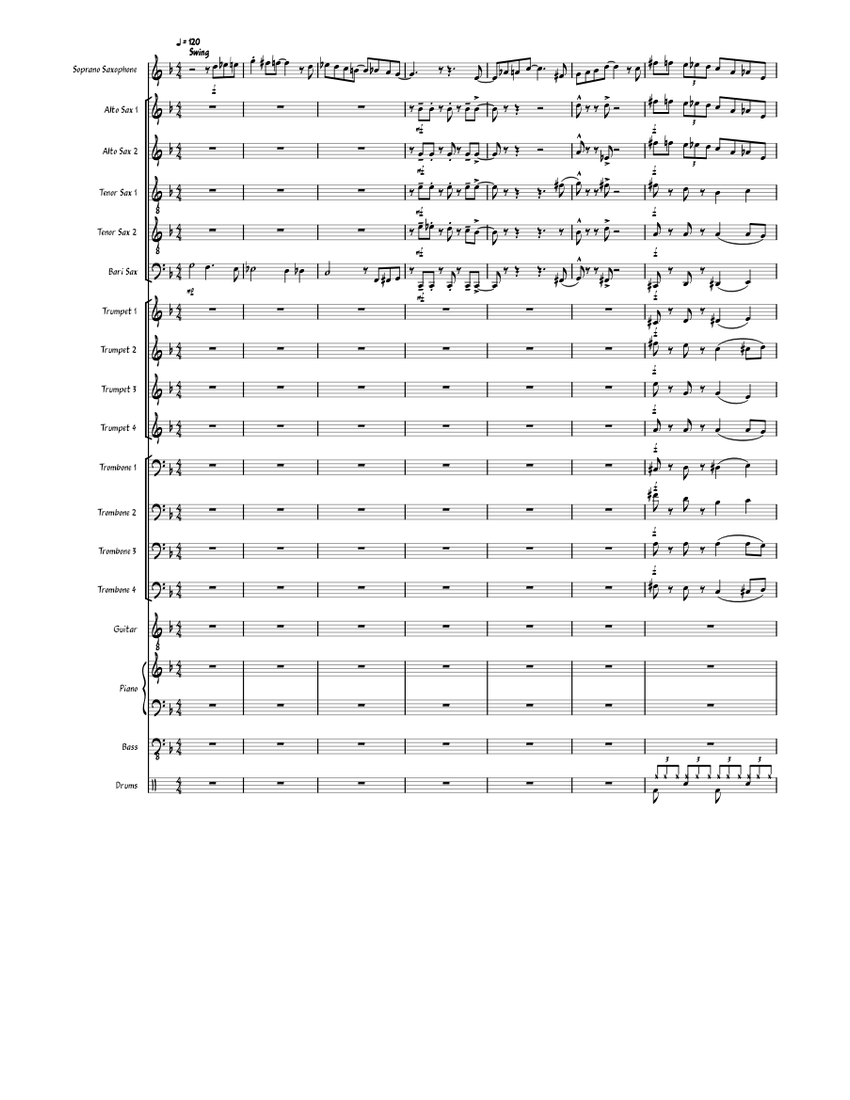 Jazz Piece for Big Band Sheet music for Piano, Trombone, Saxophone alto ...