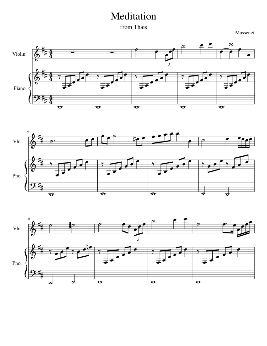 Meditation Sheet music for Piano, Violin (Solo) | Musescore.com