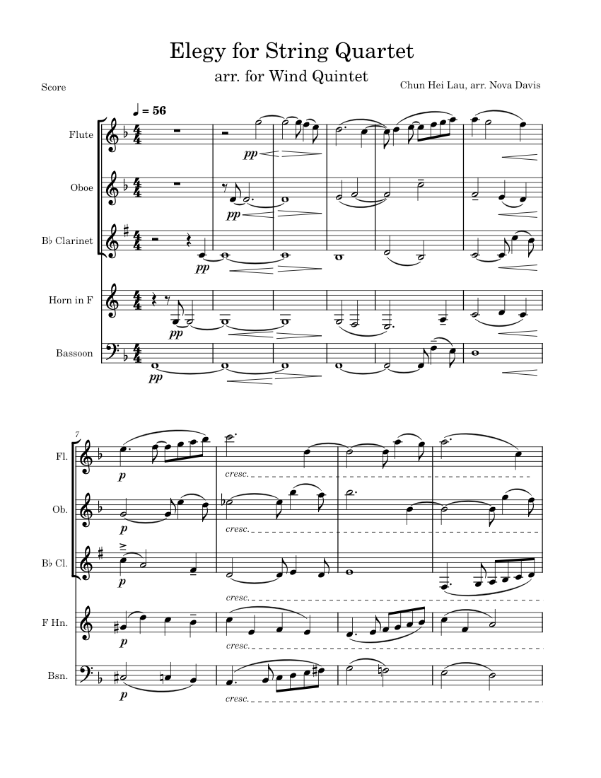Elegy for String Quartet – Chun Hei Lau Elegy for String Quartet Sheet ...