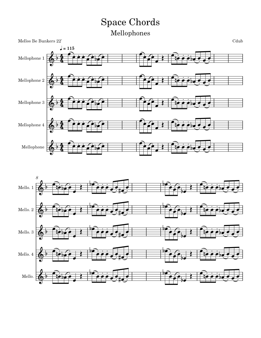 Space Chords SCORE Sheet music for Mellophone (Marching Band ...
