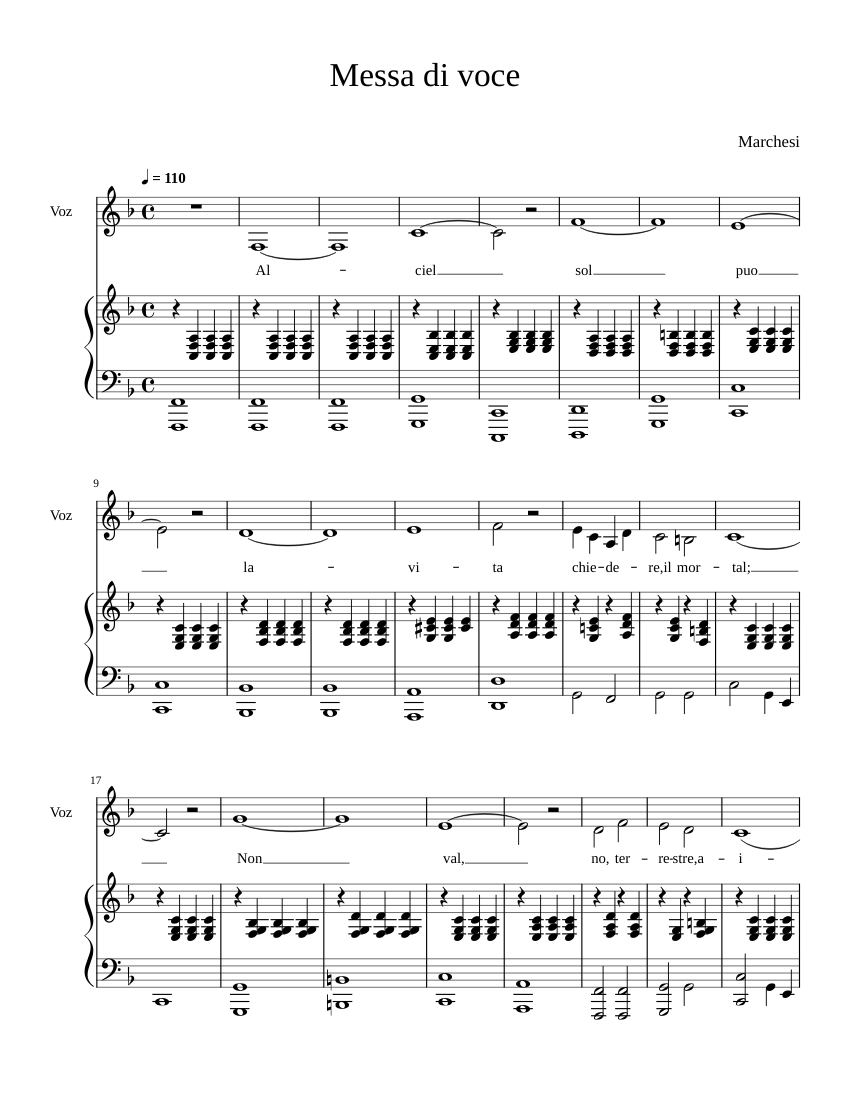 Mesa di voce – Mathilde Marchesi 01-Messa di voce 8va down Sheet music ...