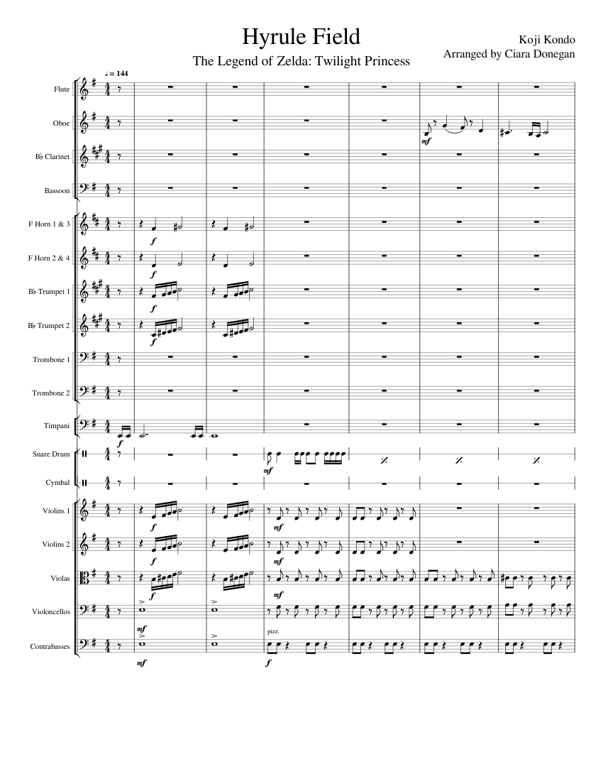 Hyrule Field - Legend of Zelda: Twilight Princess Sheet Music for Trombone, Flute, Oboe ...