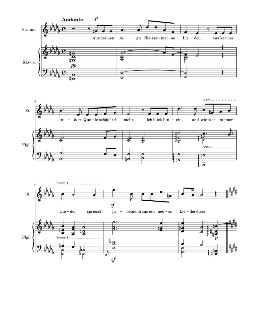 Aus deinen Augen fliessen meine Lieder - Franz Ries Sheet Music for ...