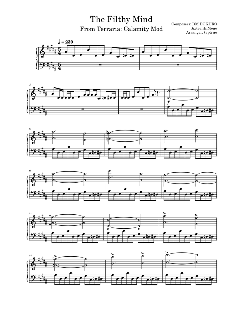 The Filthy Mind – DM DOKURO | Piano Cover Sheet Music for Piano (Solo ...