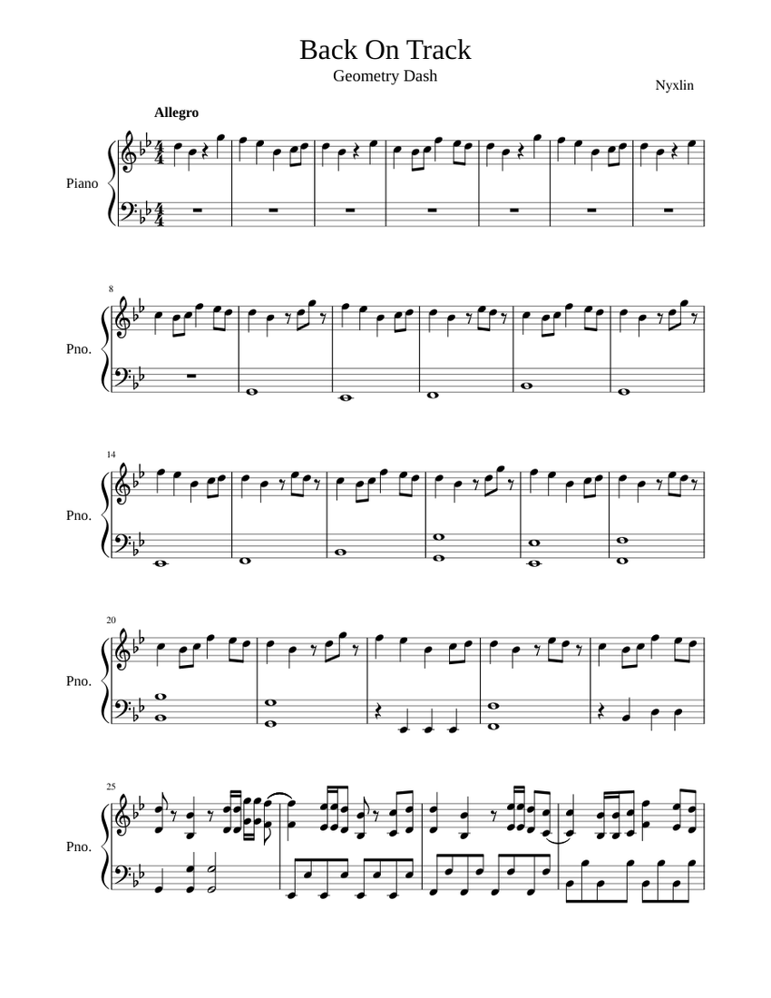 Back On Track Sheet Music for Piano (Solo) | MuseScore.com