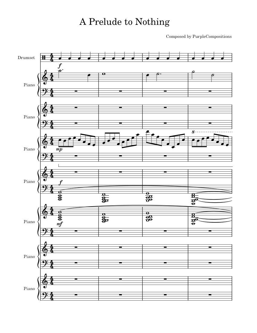 A Prelude to Nothing Sheet music for Piano, Drum group (Mixed Ensemble ...