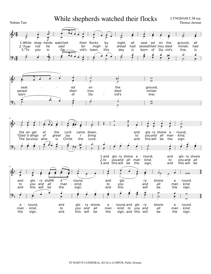 While shepherds watched their flocks (Lyngham) Sheet music for Vocals ...