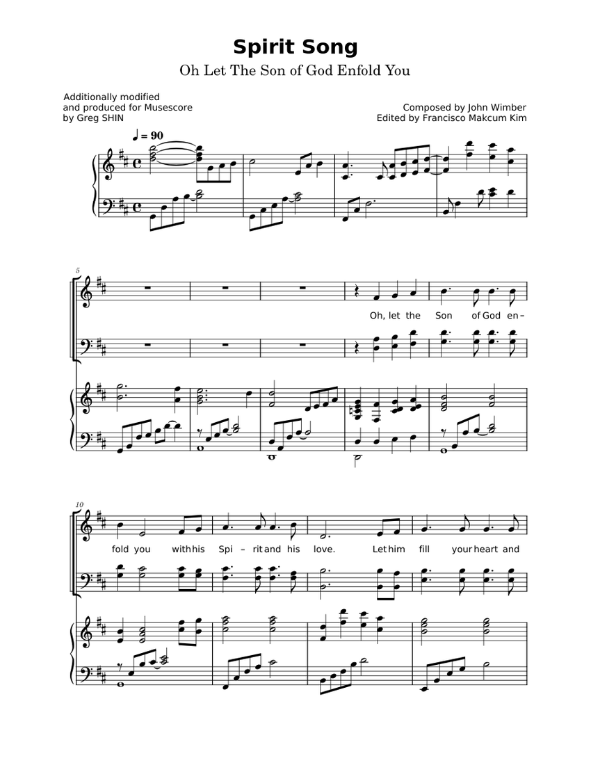 Spirit Song – John Wimber Sheet Music for Piano, Female, Male (Church Choir) | MuseScore.com