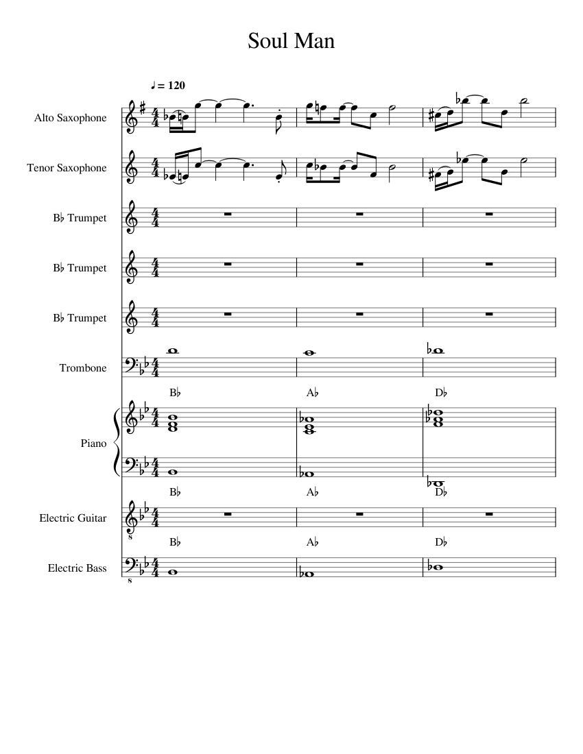 Soul Man Sheet music for Piano, Trombone, Saxophone alto, Saxophone ...