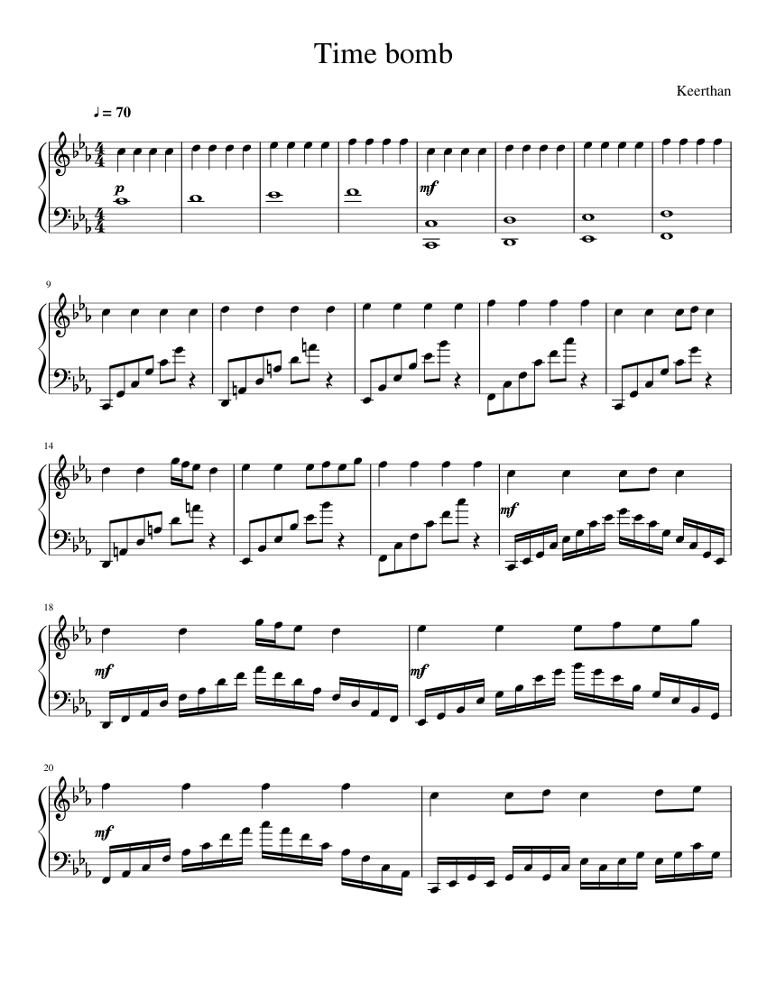 Time bomb Sheet Music for Piano (Solo) | MuseScore.com