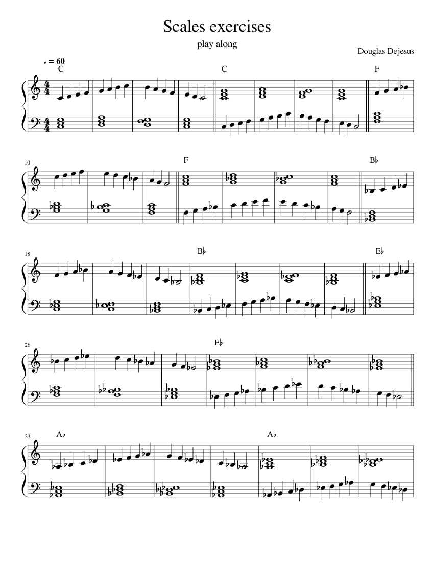 Major scales exercises Sheet music for Piano (Solo) Easy | Musescore.com