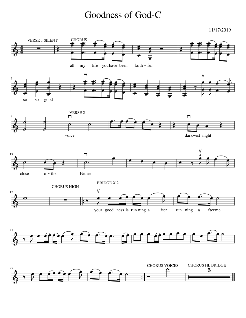 Goodness of God-C Sheet Music for Piano (Solo) easy | MuseScore.com