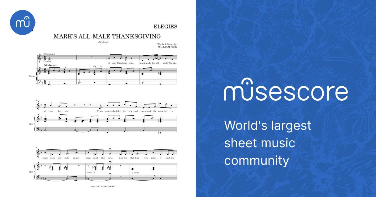 Mark's All-Male Thanksgiving – William Finn (from Elegies: A Song Cycle) Sheet Music for Piano ...