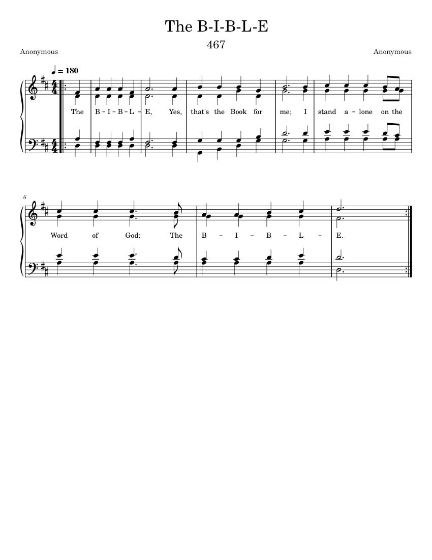 467 The B-I-B-L-E Sheet music for Piano (Solo) Easy | Musescore.com