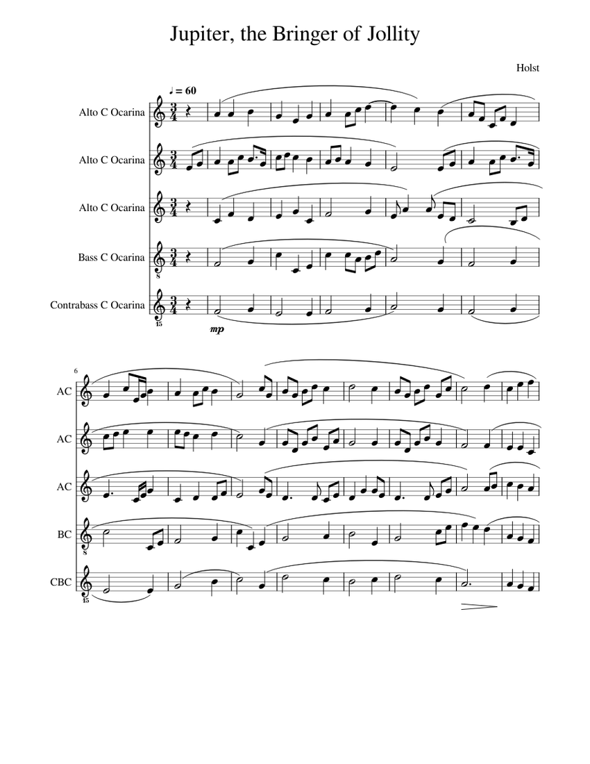 Jupiter, the Bringer of Jollity Sheet music for Flute other (Mixed ...