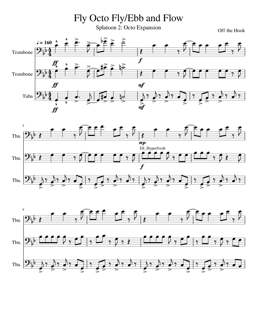 Fly Octo Fly/Ebb and Flow WIP Sheet Music for Trombone, Tuba (Mixed ...