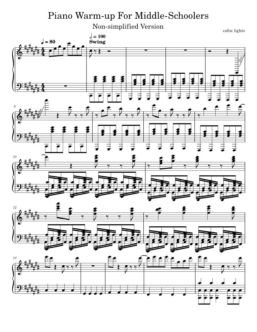 Piano Warm-up For Middle-Schoolers Sheet music for Piano (Solo ...