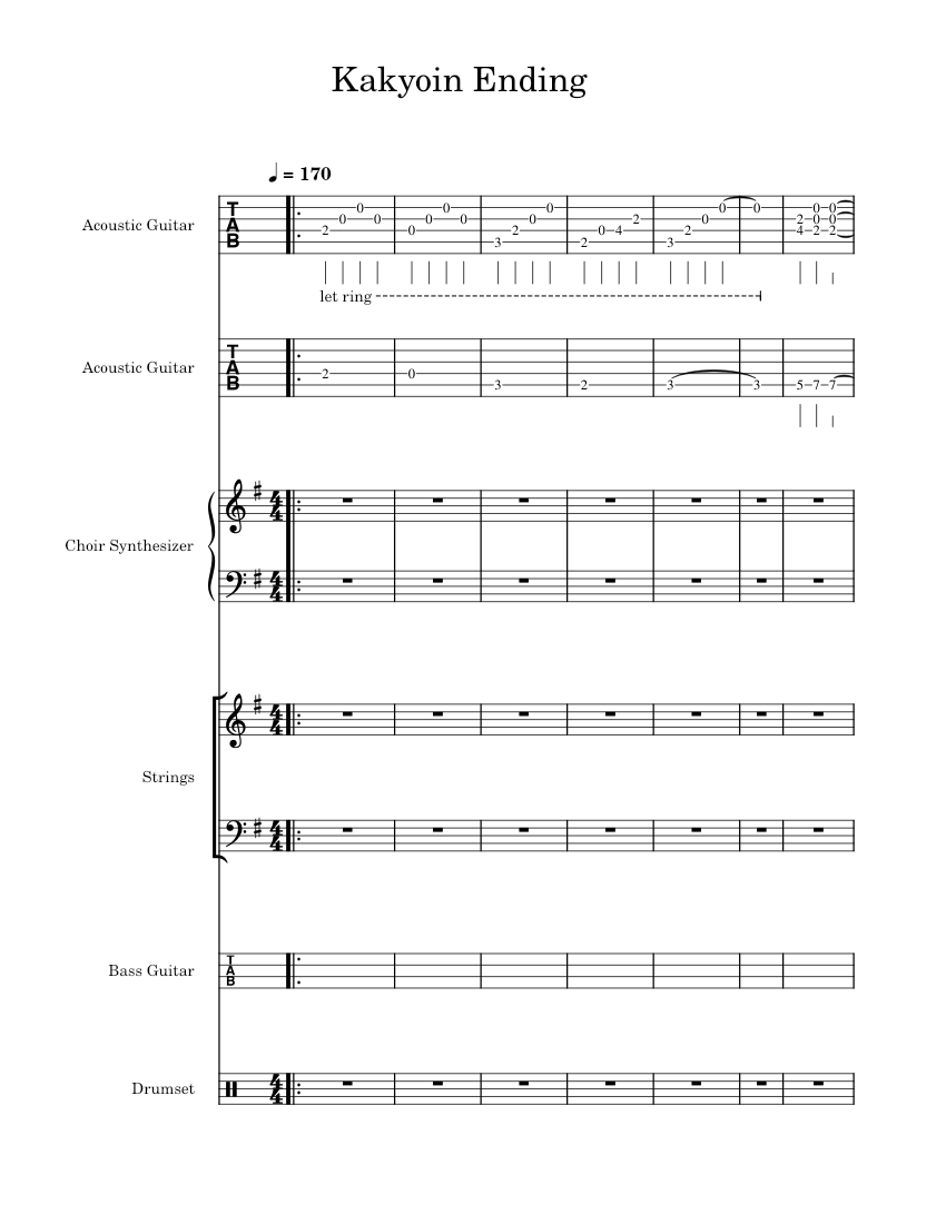Kakyoin Ending – Yuko Takehara Kakyoin Ending Sheet music for Guitar ...