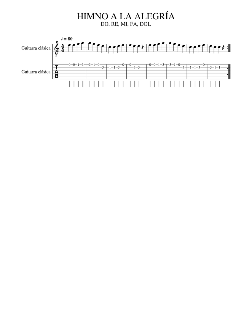 HIMNO A LA ALEGRÍA (GUITARRA) Sheet music for Guitar (Mixed Duet ...