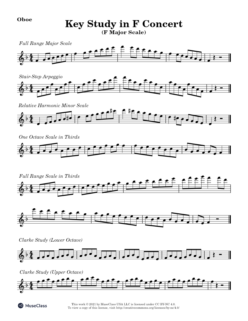 Key Study in F Major for Oboe Sheet music for Oboe (Solo) | Musescore.com