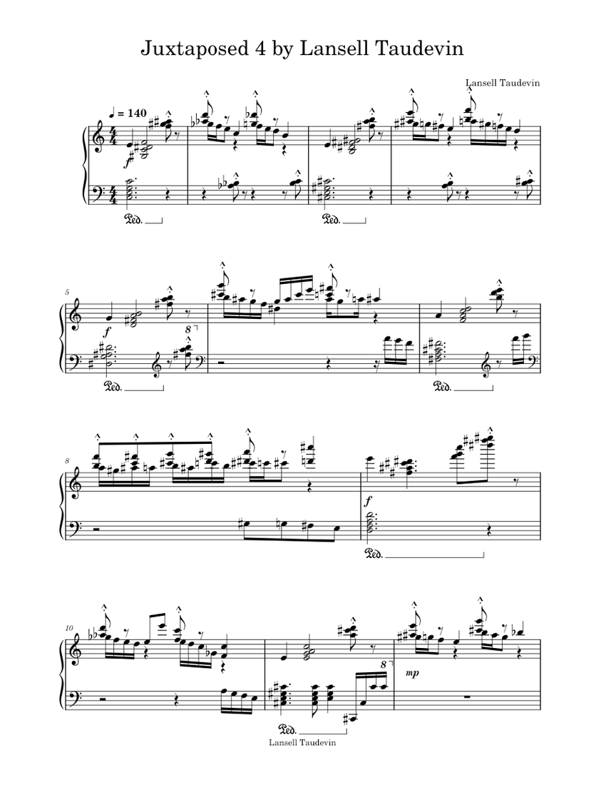 Juxtaposed 4 by Lansell Taudevin Sheet Music for Piano (Solo ...