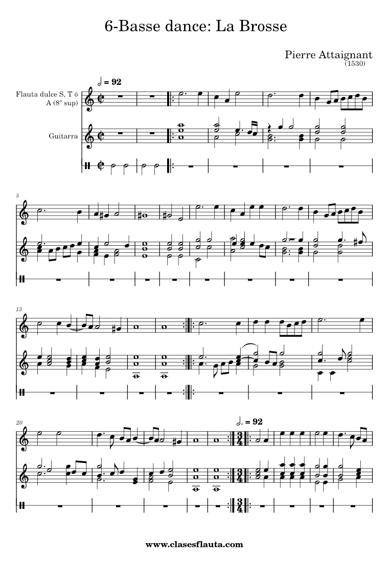 6-Basse dance La Brosse Attaignant - piano tutorial