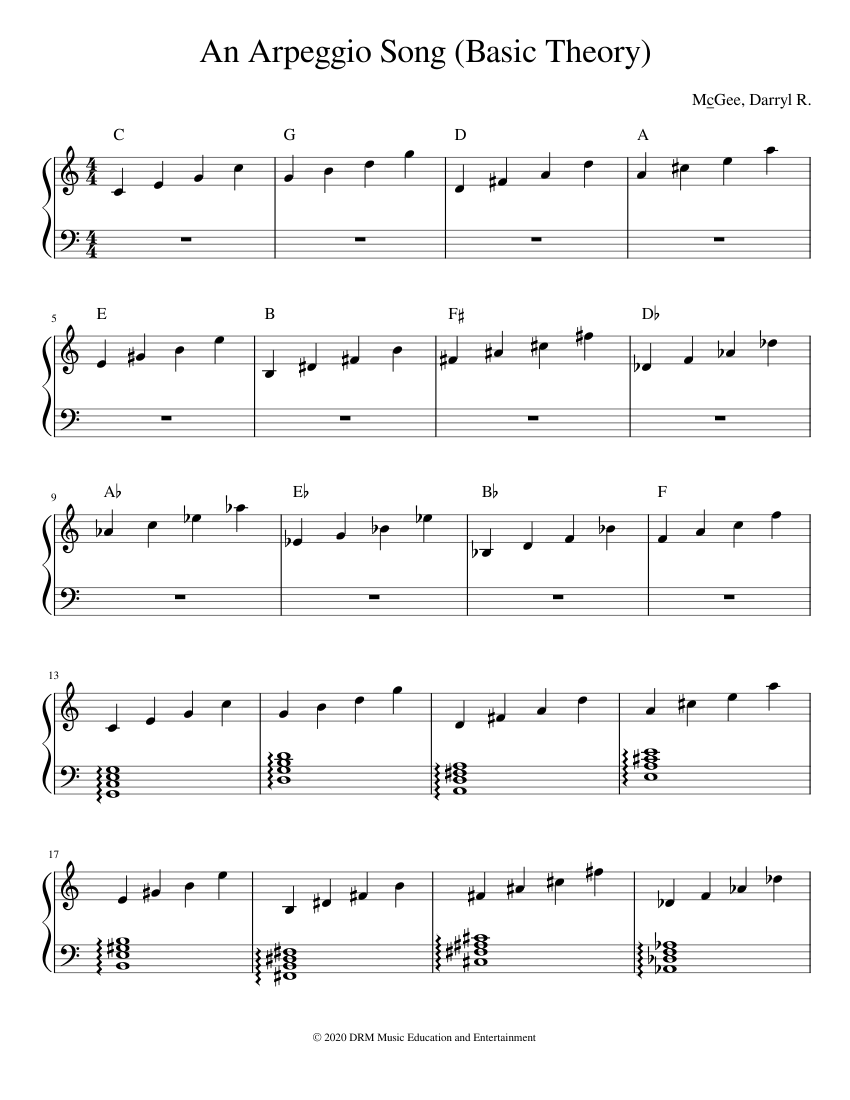 An Arpeggio Song Sheet Music with Chords for Piano (Solo) easy ...