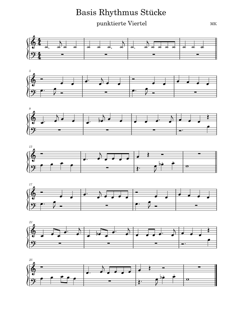 basis rhythmus stücke punktierte viertel Sheet music for Piano (Solo ...