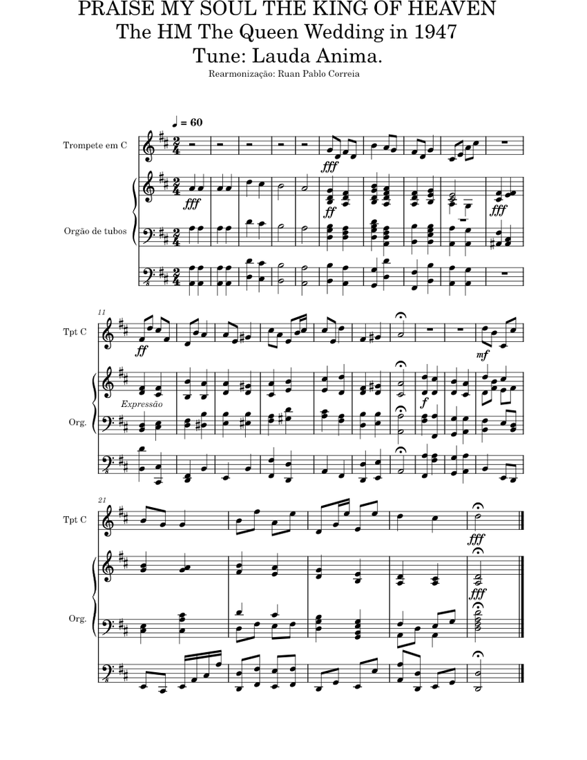 LAUDA ANIMA Hymn: Praise my Soul the King of Heaven. Sheet Music for ...