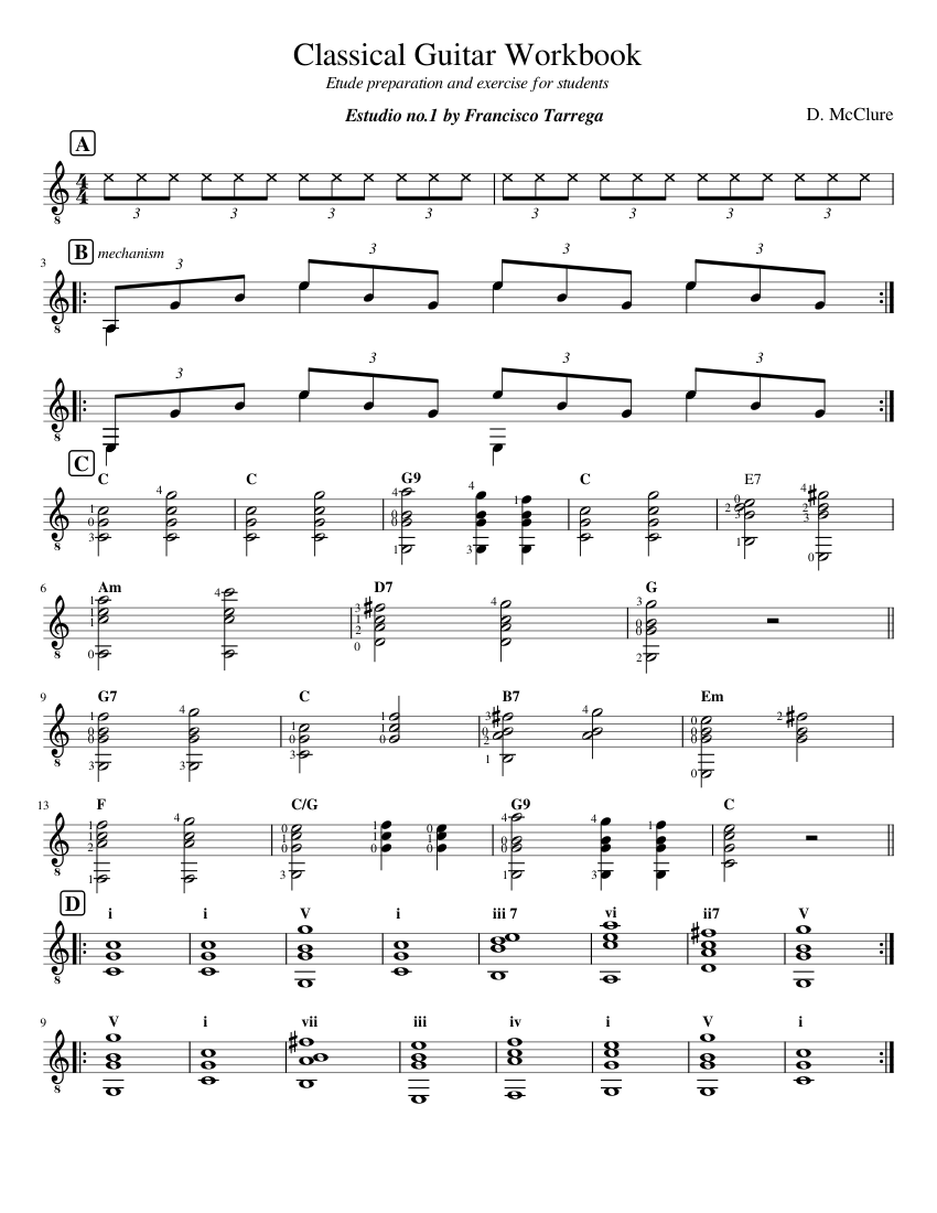 Classical Guitar Workbook Sheet music for Guitar (Solo) | Musescore.com