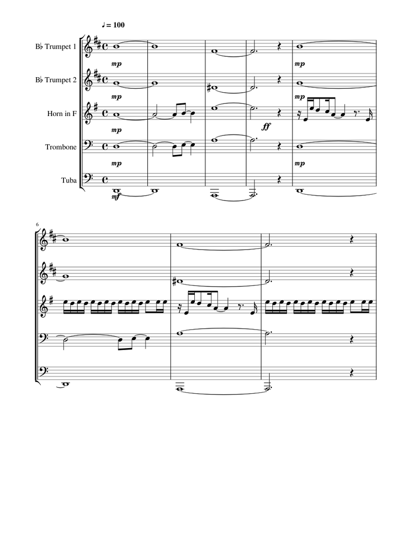 Natural Brass5tet Sheet music for Trombone, Tuba, Trumpet in b-flat ...