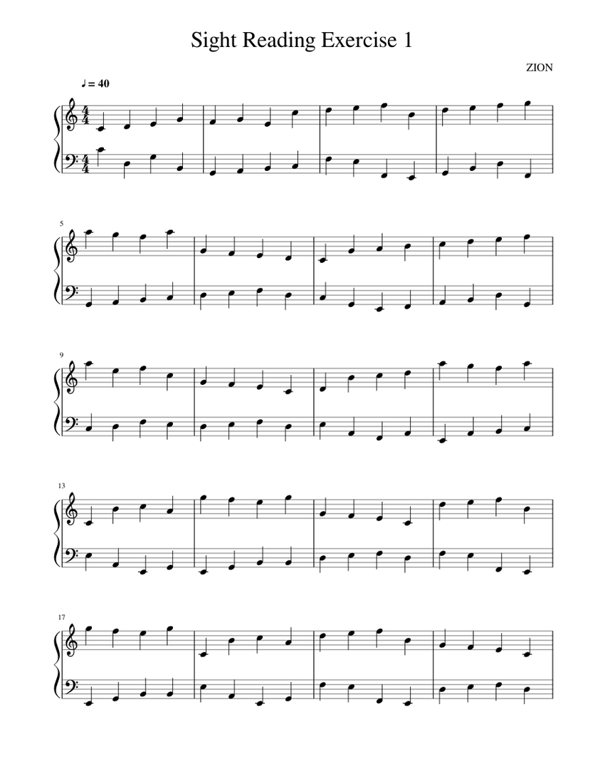 Sight Reading Exercise 1 Sheet Music for Piano (Solo) easy | MuseScore.com
