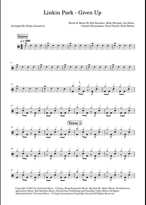 Given up – Linkin Park Linkin Park-Given Up Sheet Music for Drum group ...