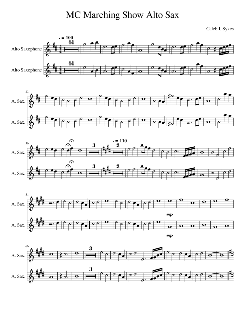 MC Marching Show Alto Sax Sheet music for Saxophone alto (Woodwind Duet ...