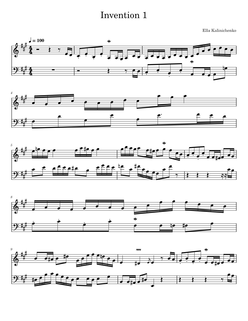 Invention 2 Sheet music for Piano (Solo) | Musescore.com