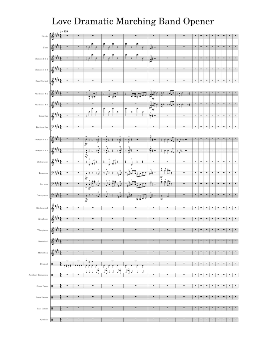 Love Dramatic Marching Band Opener Sheet Music for Trombone, Flute ...