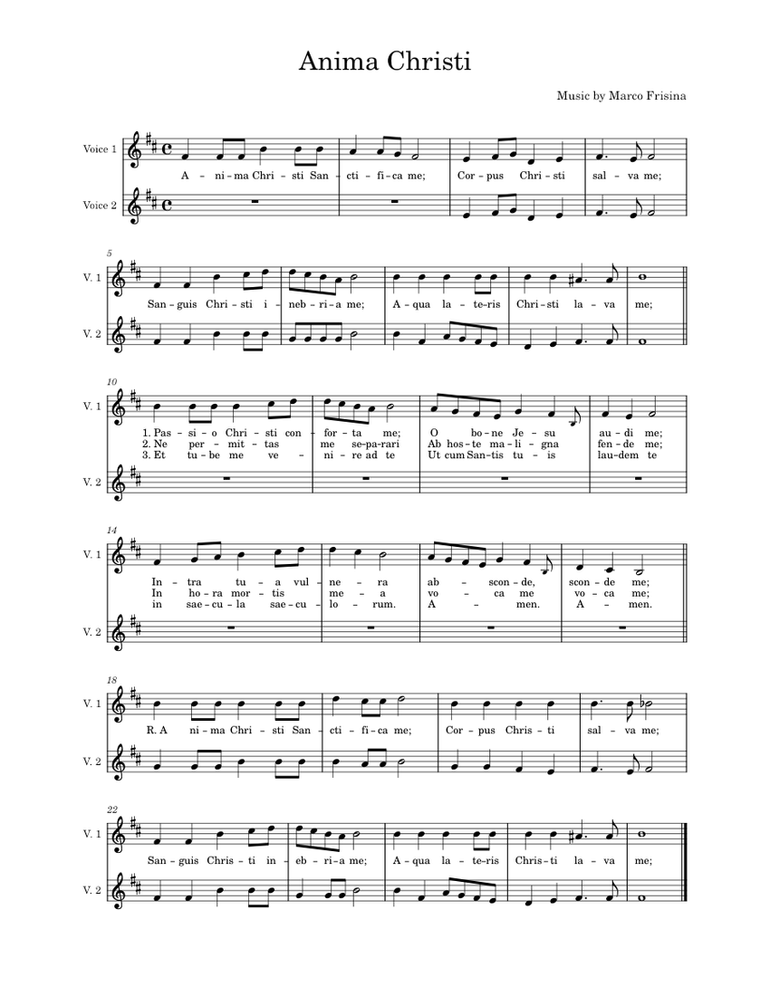 Anima Christi – Marco Frisina Anima Christi Sheet Music for Piano (Church Choir) | MuseScore.com