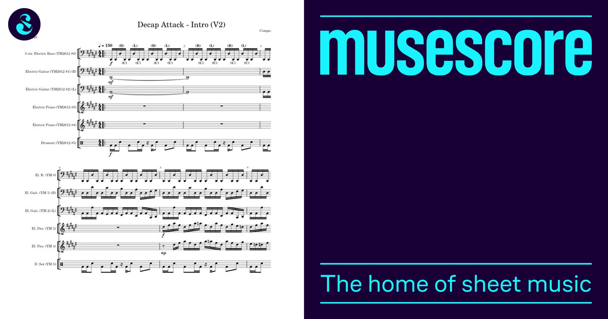 Decap Attack - Intro (V2) Sheet music for Piano, Guitar, Bass guitar ...