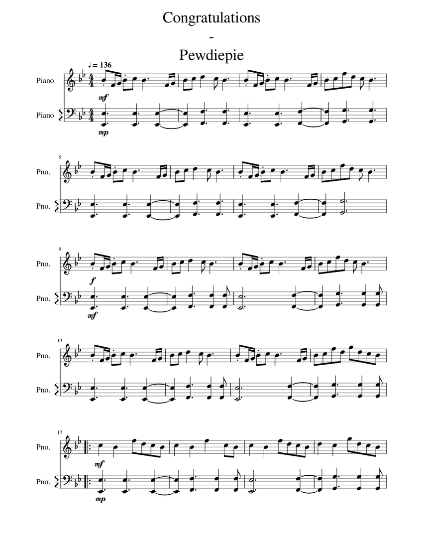 Congratulations Sheet music for Piano (Solo) | Musescore.com